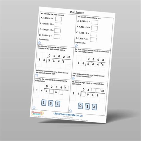 Year 6 Short Division Reasoning And Problem Solving Resource