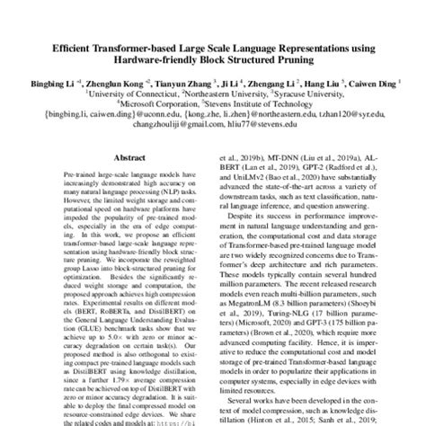 efficient transformer based large scale language representations using