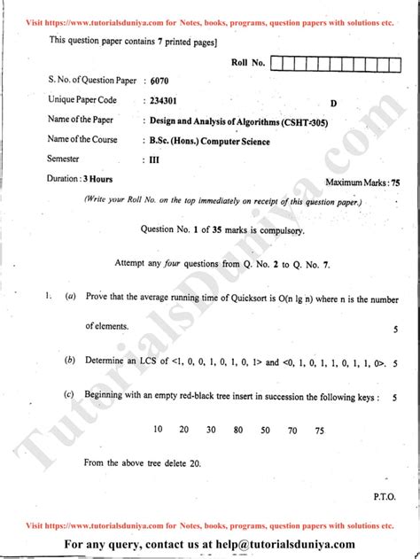 design and analysis of algorithms question paper 2015