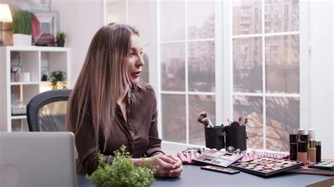 Beautiful Female Vlogger Speaking With Her Audience About Skin