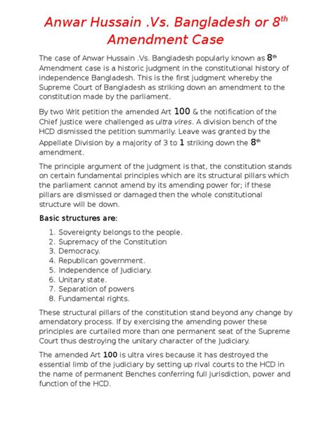 Anwar Hossain Chowdhury V Bangladesh Case Pdf Virtue Constitutional Law