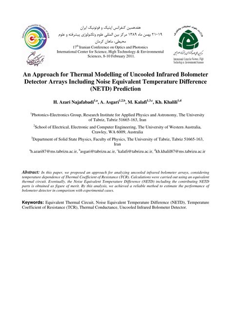 Pdf An Approach For Thermal Modelling Of Uncooled Infrared Bolometer Detector Arrays Including