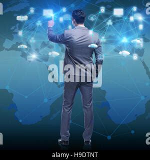 Man In Cloup Computing Concept Stock Photo Alamy