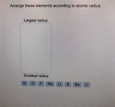 Solved Arrange These Elements According To Atomic Radius