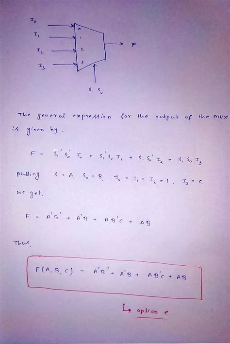 Solved The Figure Below Shows A 4 To 1 Mux With The Following