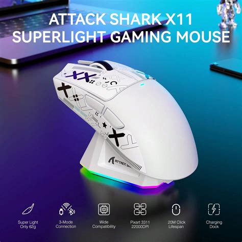 Attack Shark Mouse Gamer Sem Fio Superleve Attack Shark X11 De 59g Com
