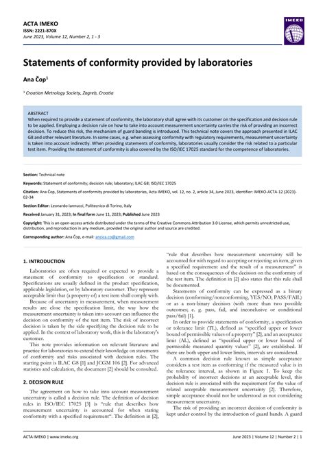 Pdf Statements Of Conformity Provided By Laboratories