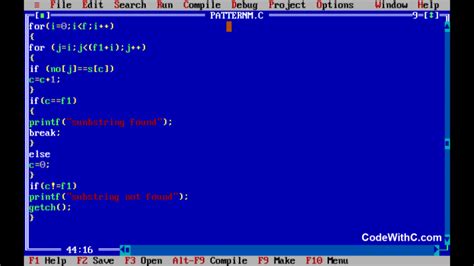 C Program For Pattern Matching Code With C