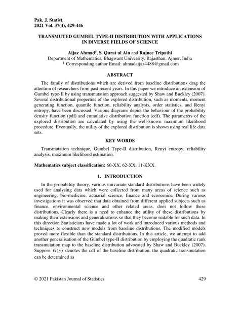 Pdf Transmuted Gumbel Type Ii Distribution With Applications In Diverse Fields Of Science