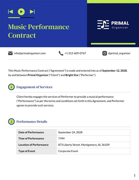 Music Performance Contract Template Venngage
