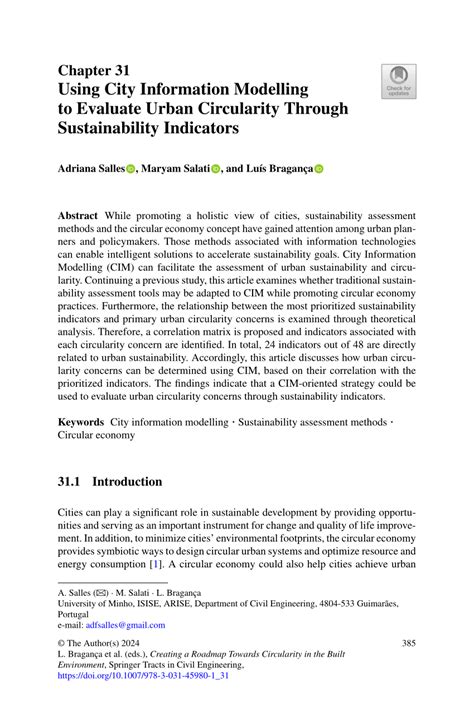 Pdf Using City Information Modelling To Evaluate Urban Circularity Through Sustainability