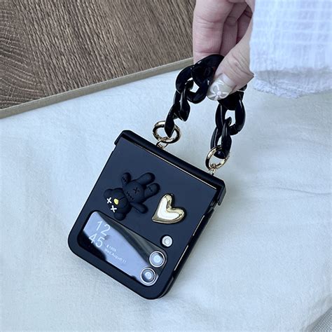 🚀당일발송🚀다크블랙 체인스트랩 크로스바디 갤럭시 Z플립 5 4 3 무광 케이스 남자 여자 부모님 어머니 친구 우정 템 생일 커플