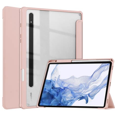 Samsung Tab S7 S8 S7 Plus S7 FE S8 Plus Clear Back Pen Slot Flip Cover Case Galaxy S8plus S7fe