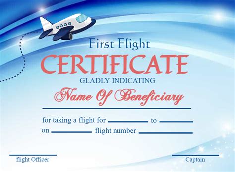 Customizable First Flight Certificate