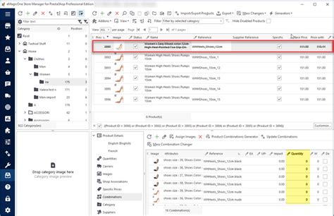 Update Prestashop Product Combinations Via Store Manager