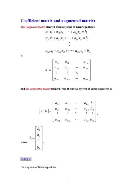 Pdf The Coefficient Matrix Derived From A System Of Linear Equations