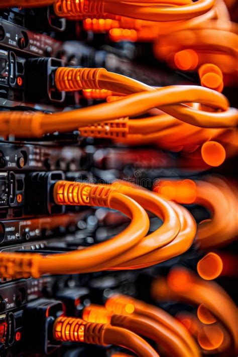 Lan Fiber Optic Cable Connecting To Server Switch For Efficient Network