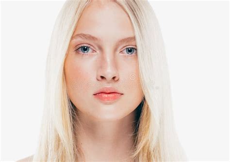 Beauty Woman Face Portrait Close Up Beautiful Model Girl With P Stock