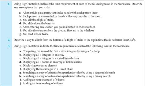 solved 1 using big o notation indicate the time