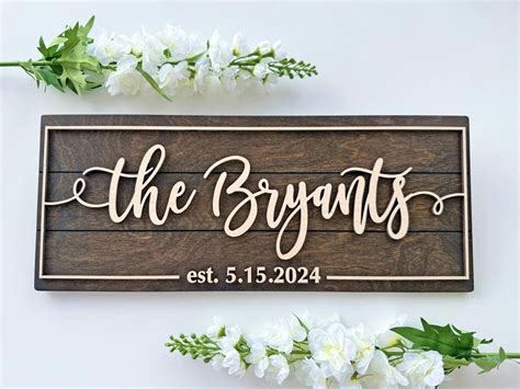 Custom Wood Name Sign For Entryway Barnwood Sign Rustic Last Name