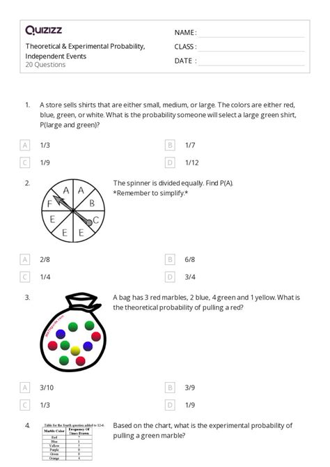 50 Experimental Probability Worksheets On Quizizz Free And Printable