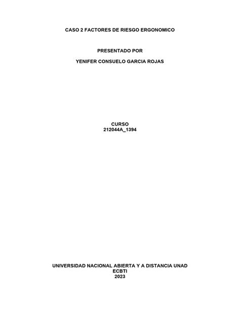 Caso 2 Factores De Riesgo Ergonomico Pdf