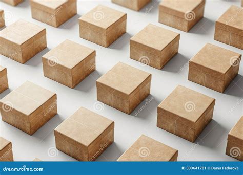 Multiple Cardboard Boxes Arranged In A Grid Pattern On White Background Stock Image Image Of
