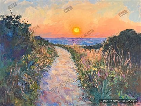 Ai创作图海边日落油画 小路油画 日落油画 油画夕阳 落日油画 夕阳油画 落日水粉画 落日小道美景 日出油画 油画日落 海边晚霞油画 夕阳步行道 小路夕阳 夕阳与小路 海上日出油画nipic