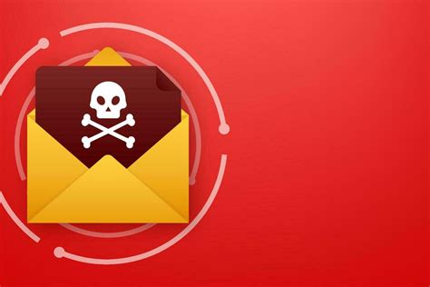 Red Email Virus Computer Screen Virus Piracy Hacking And Security Protection Vector Stock