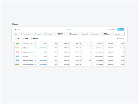table filtering design by vinod pillai on dribbble