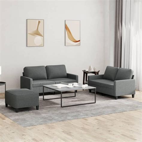 Vidaxl 3 Piece Sofa Set With Cushions Dark Gray Fabric Opinie I