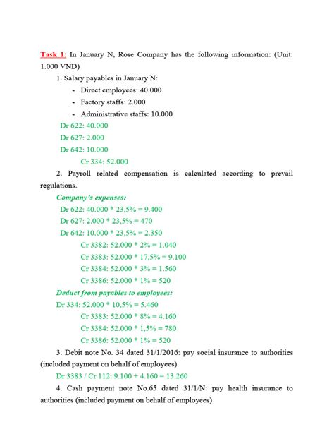Answer Guidance For C4 Pdf Payroll Debits And Credits