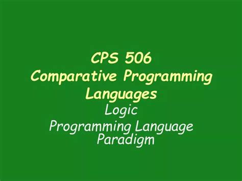 Ppt Cps 506 Comparative Programming Languages Powerpoint Presentation