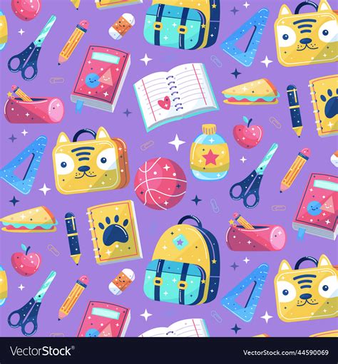 Flat Back To School Pattern Design Royalty Free Vector Image