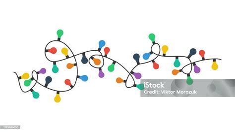 크리스마스 전구입니다 흰색 배경에 고립 된 다채로운 크리스마스 전구 전구 색상 화환 심플한 트렌디 한 플랫 디자인의 전구전구 크리스마스 설명 벡터 설명 크리스마스 조명에