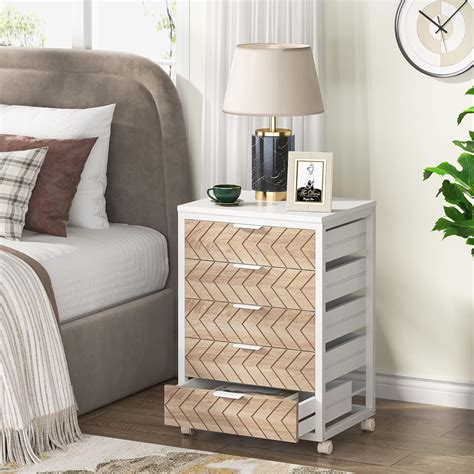 Bayou Breeze Bertena 5 Drawer Storage Drawer With Locking Wheels Wayfair Canada