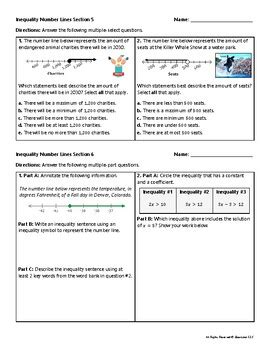 Inequality Number Lines Practice 6 Sections Of Practice Flexible Use