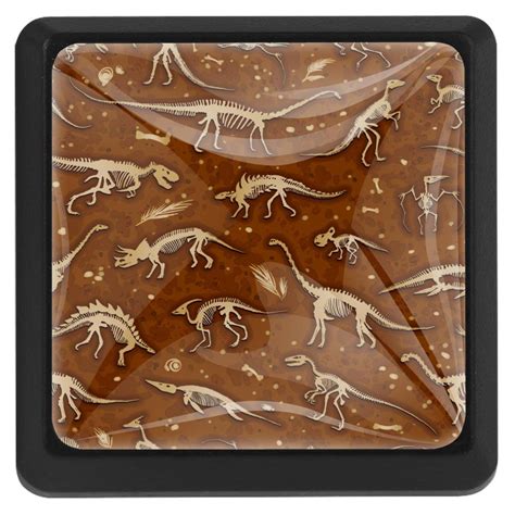 3 Pack Dinosaur Square Cabinet Door Knobs Decor For Cupboard Dressing Table With Screws Drawer