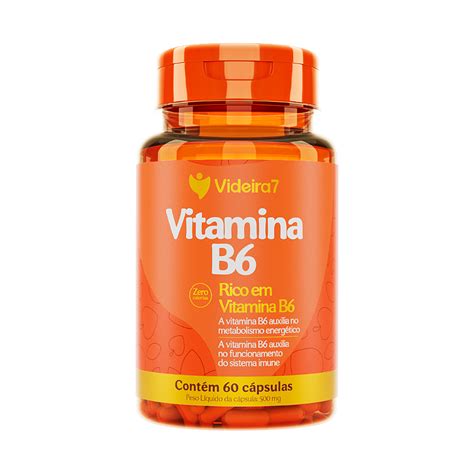 Vitamina B6 500mg 60 Cápsulas Videira7 Videira7 Suplementos
