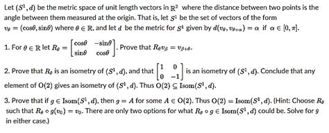 Solved Metric Spaces Topology Let S1d Be The Metric