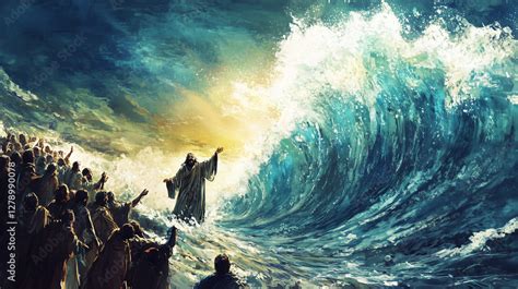 Moses Parting The Red Sea Oil Painting Passover Exodus Story Israel