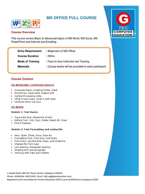 Ms Office Fullcourse Syllabus Pdf Microsoft Excel Microsoft Word