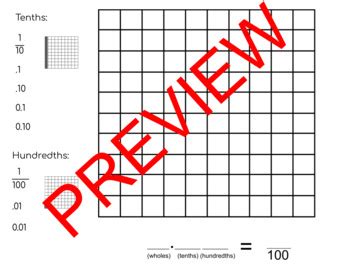 Printable Decimal Grid And Fraction Manipulative For Page Protectors