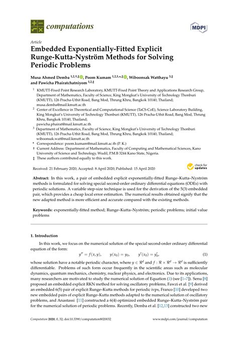 Pdf Embedded Exponentially Fitted Explicit Runge Kutta Nyström Methods For Solving Periodic