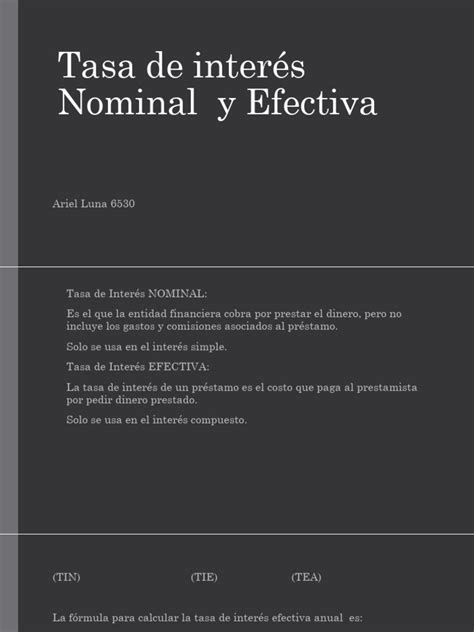 Tasa De Interés Nominal Y Efectiva Pdf