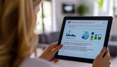 Woman Analyzing Data On A Tablet With Charts And Graphs Premium Ai Generated Image