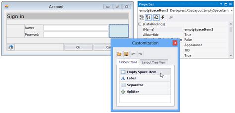 Empty Space Items Winforms Controls Devexpress Documentation