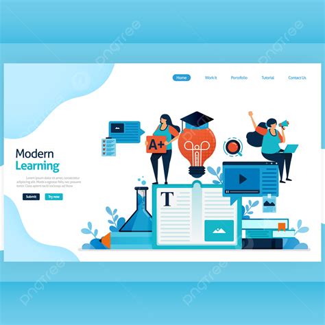 Landing Page Of Modern Learning Educational Process To Acquiring Idea Modifying Knowledge