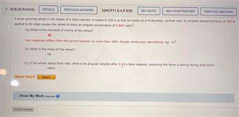 Solved 3 [0 8 33 Points] Details Previous Answers Sercp11