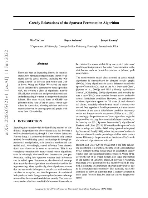 Pdf Greedy Relaxations Of The Sparsest Permutation Algorithm